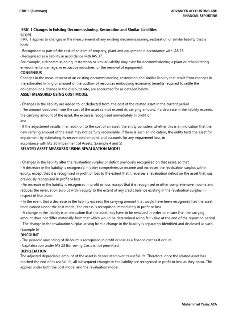 IFRIC - 1 Summary | PDF