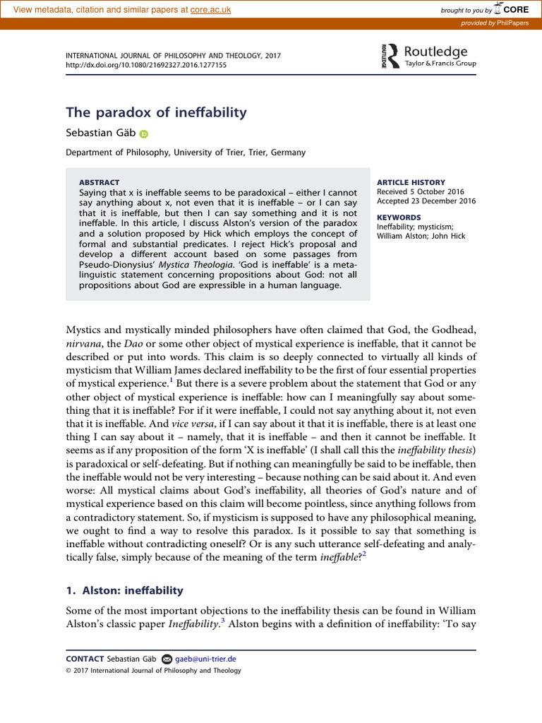 The Paradox of Ineffability | PDF | Proposition | Concept