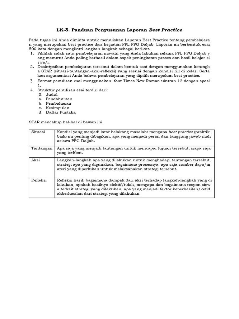 LK. 3.1 Penyusunan Hasil Best Practice | PDF | Karier & Perkembangan | Pengembangan Diri