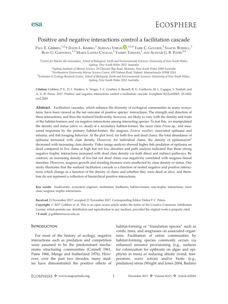 Positive and Negative Interactions Control A Facil | PDF | Bivalvia ...