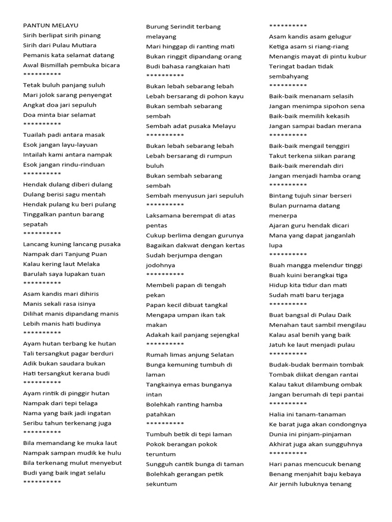 Pantun Melayu Ok | PDF
