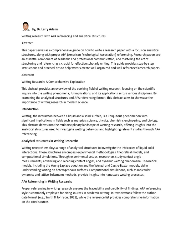 Writing Research With APA Referencing and Analytical Structures | PDF ...