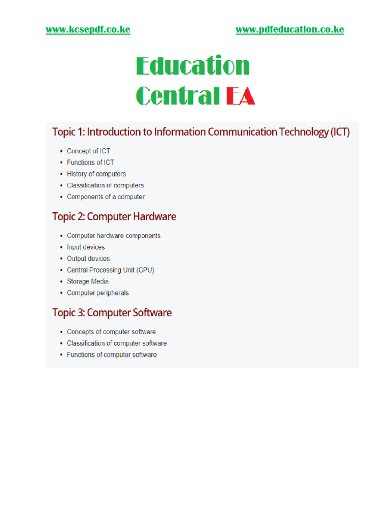 Information Communication Technology ICT Syllabus KNEC Diploma | PDF Information Communication Technology ICT Syllabus KNEC Diploma | PDF