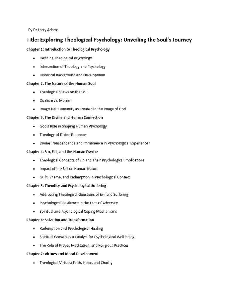 Exploring Theological Psychology: Unveiling The Soul's Journey | PDF