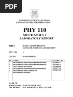 Physics Lab Report 1 | PDF | Measurement | Experiment