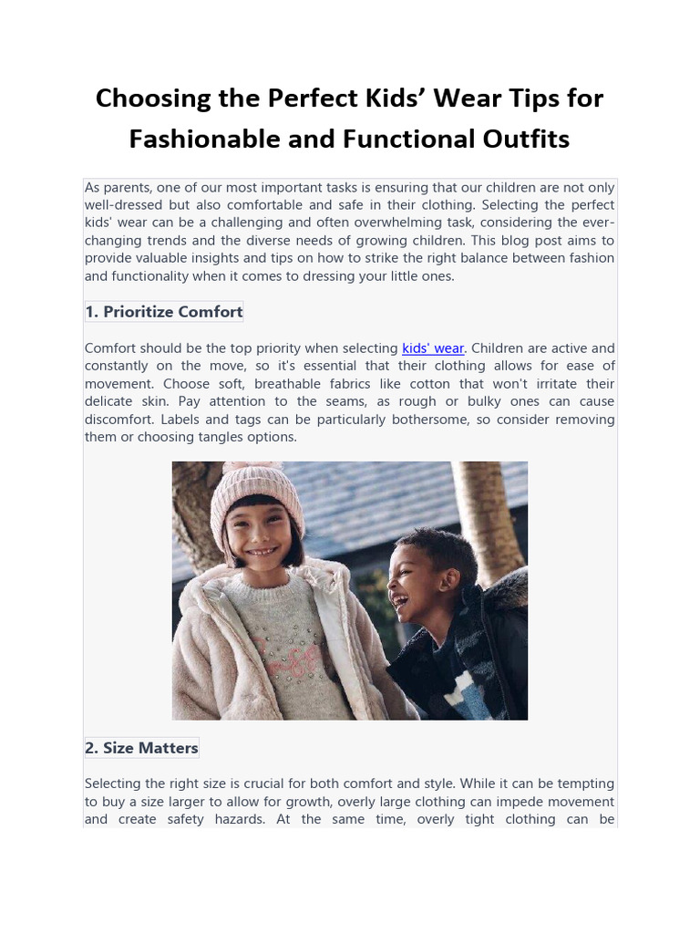 Choosing The Perfect Kids Wear Tips For Fashionable and Functional ...