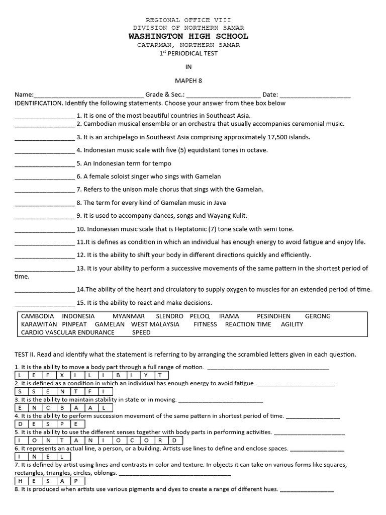 1ST Periodical Test | PDF