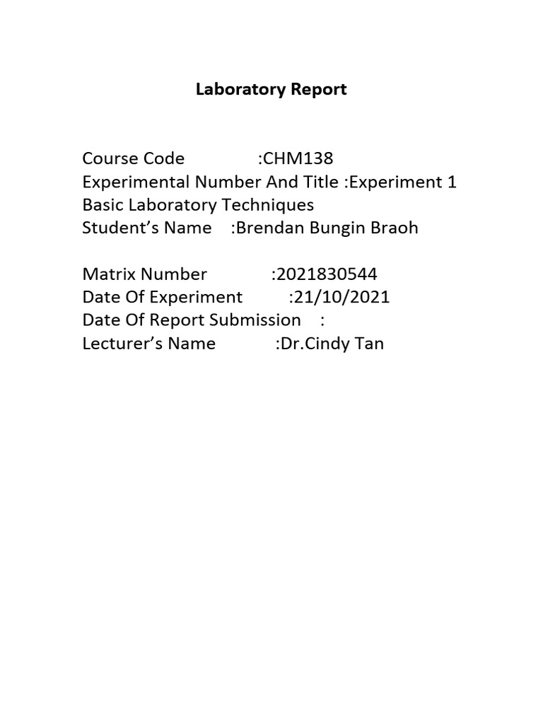 Laboratory Report 1 | PDF | Volume | Observational Error