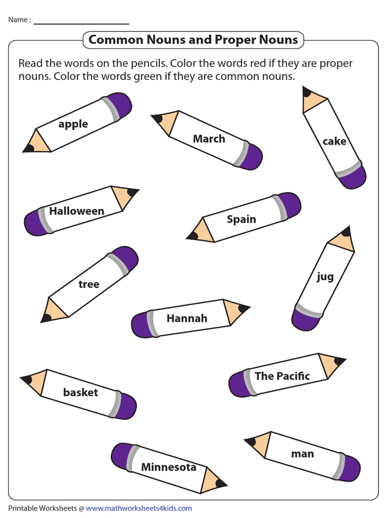 coloring- Proper and common noun coloring | PDF