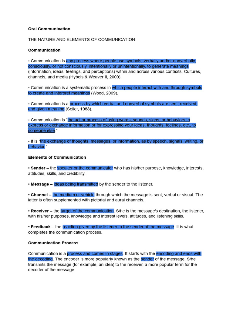 Reviewer Ni Tadeo Sa Oral Comm | PDF | Communication | Nonverbal Communication