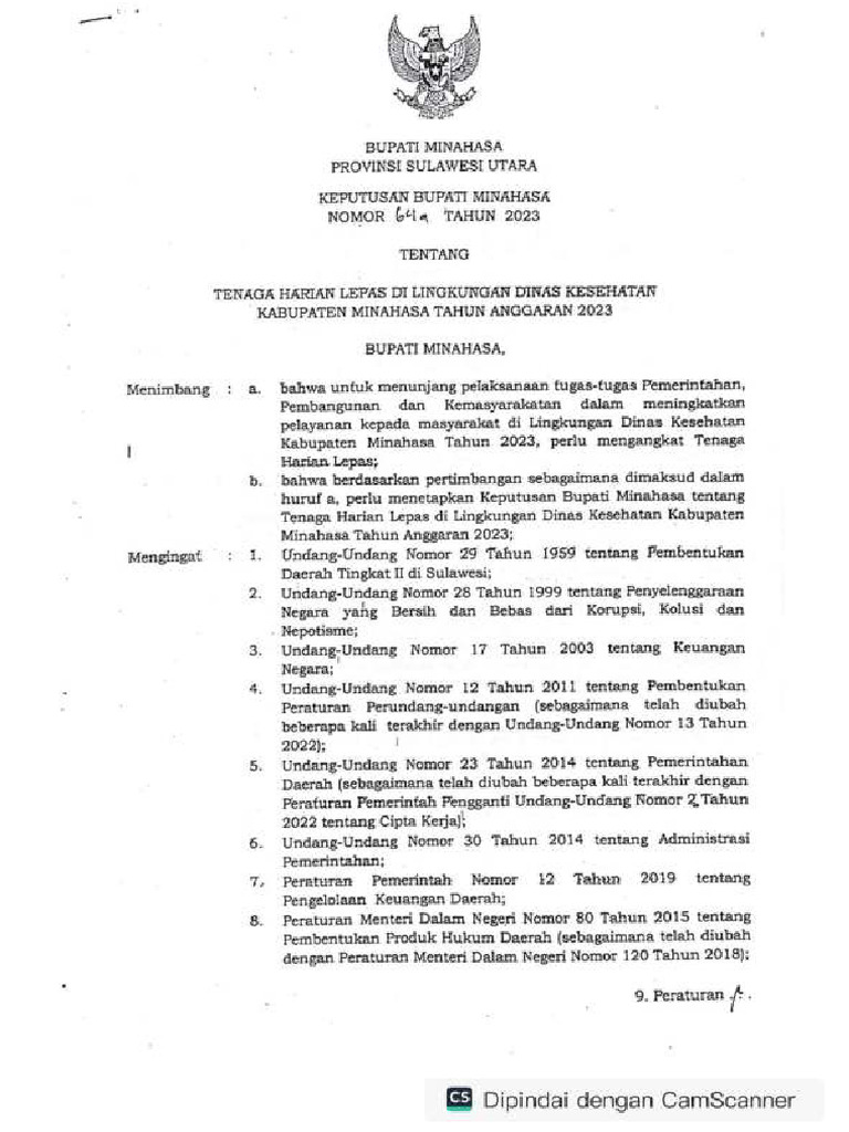 SK THL Kab. Minahasa - Injilia v. Anis, S.farm | PDF