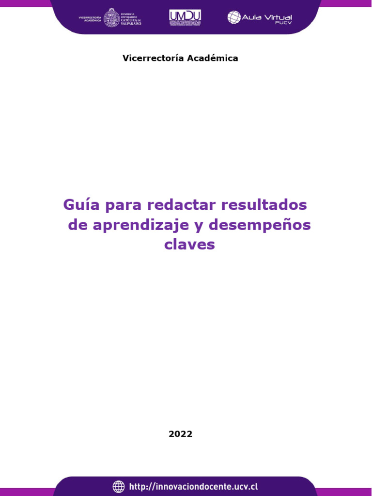 Guia para Redactar Resultados de Aprendizaje y Desempenos Claves | PDF | Aprendizaje | Evaluación