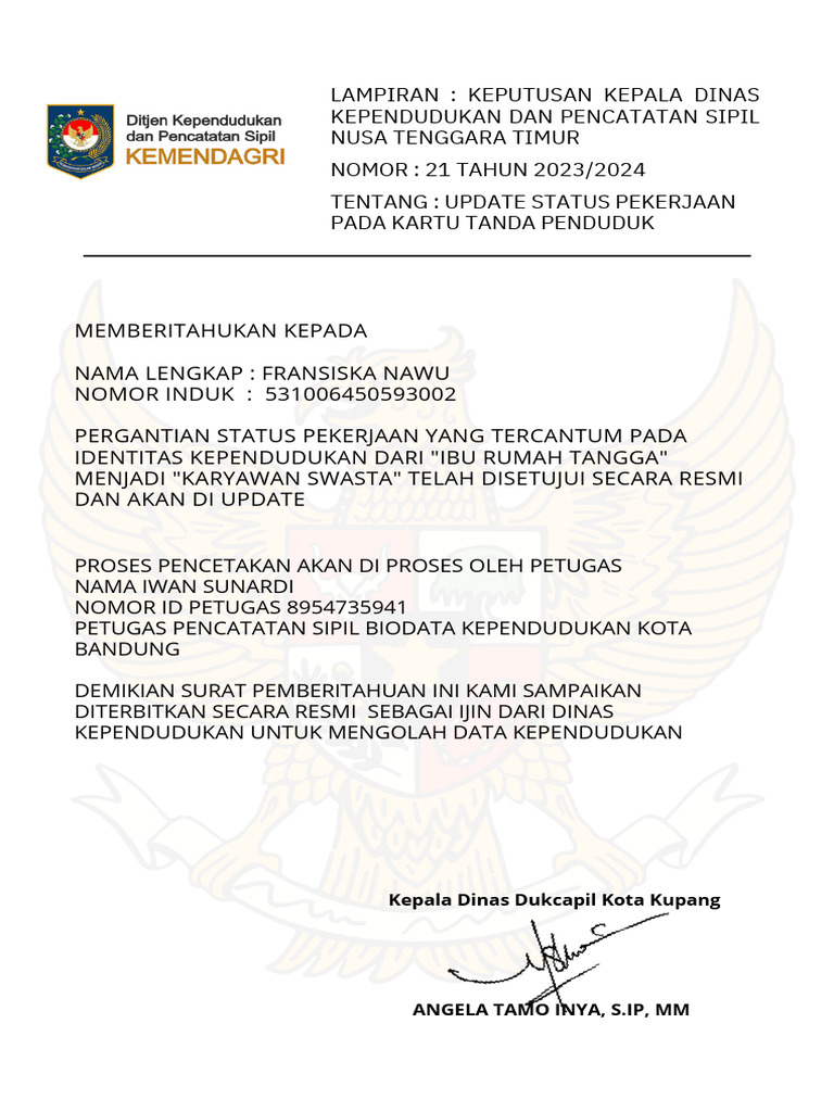 dukcapilNTT (Fransiska Nawu) | PDF