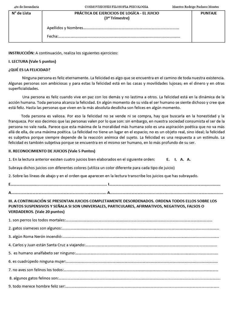 Práctica_El juicio | PDF | Felicidad