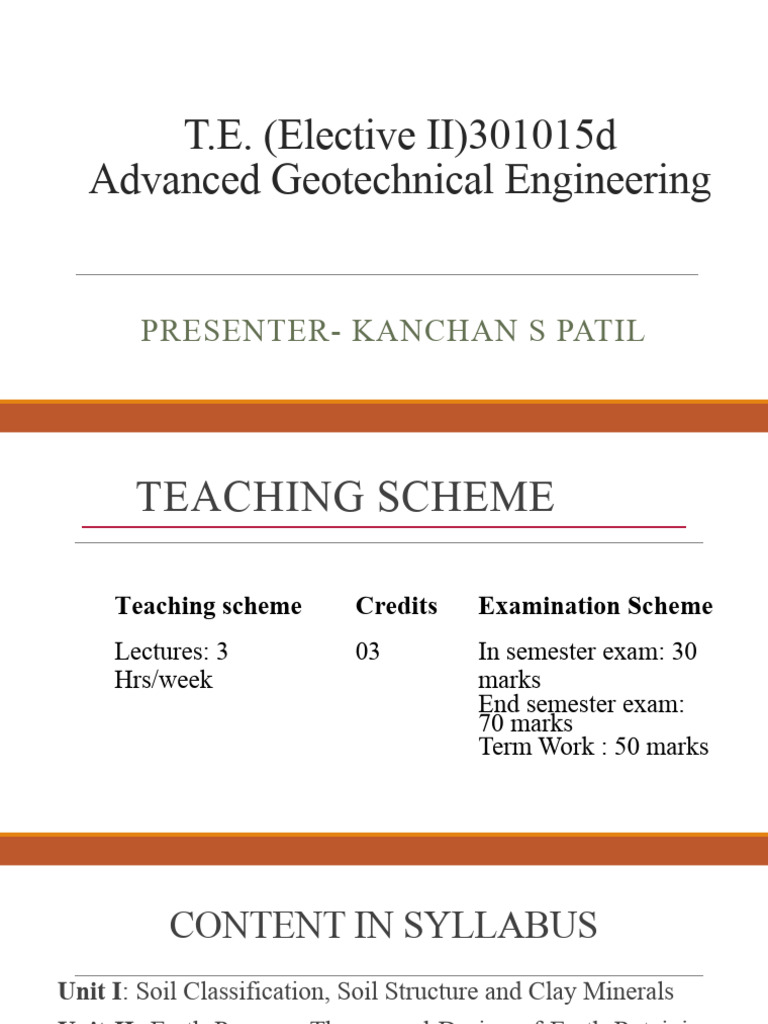 TE Elective II Advanced Geotechnical Engineering | PDF