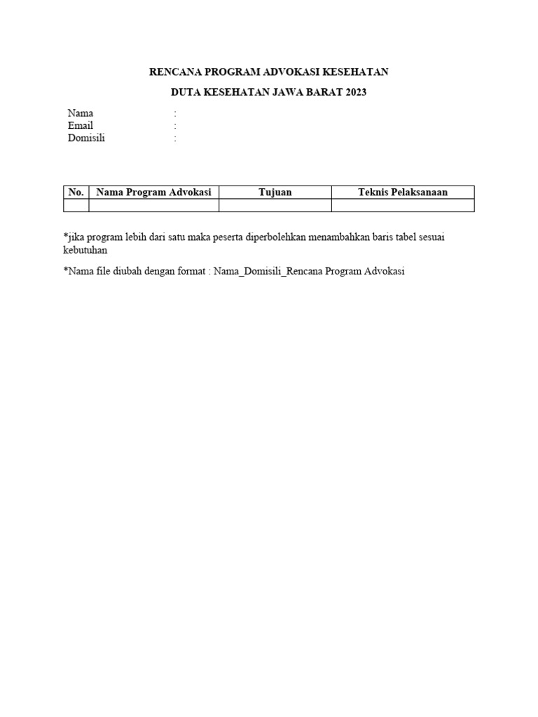 Template Rencana Program Advokasi Kesehatan-1 | PDF | Bisnis ...