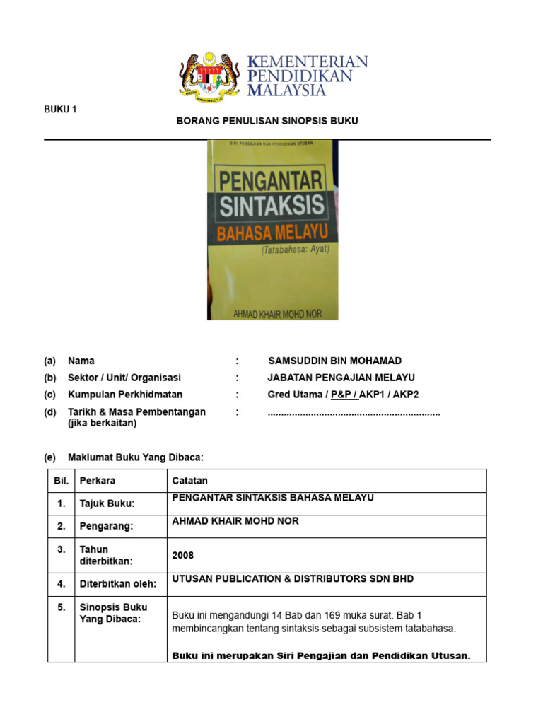 Sinopsis Buku 1-Sintaksis | PDF