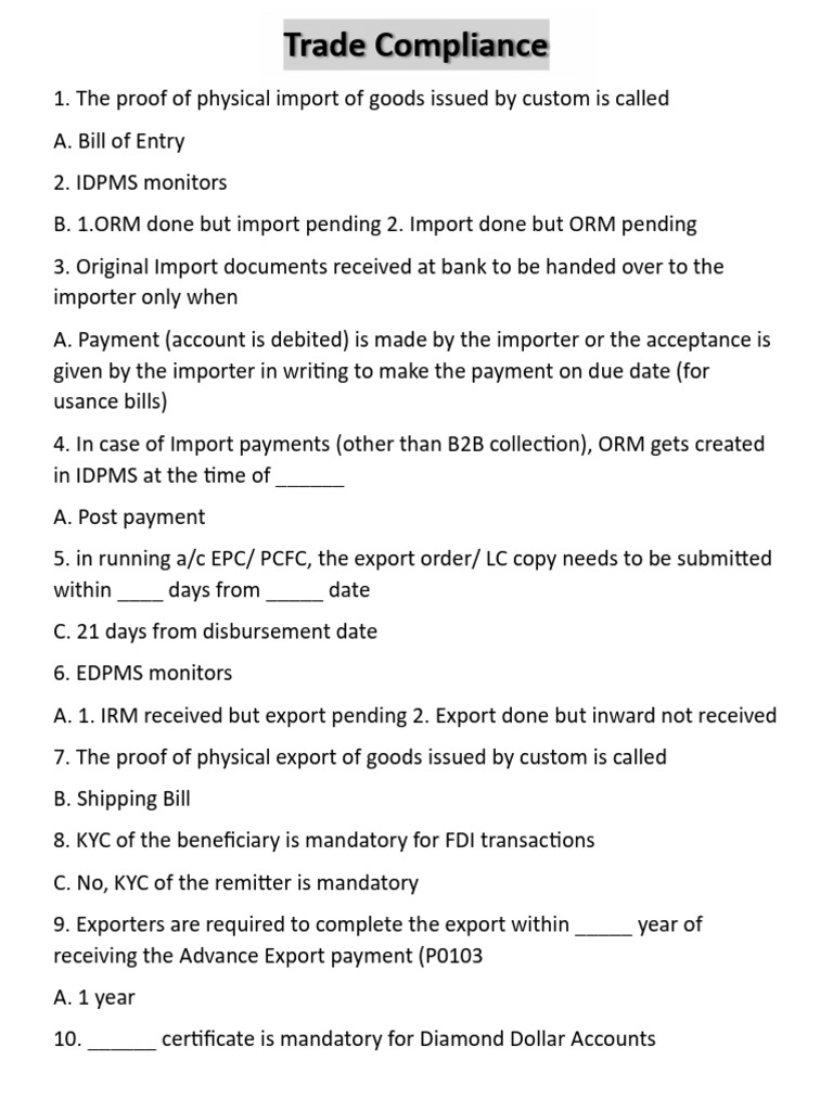 ICICI Bank Trade Compliance Guide | PDF | Banks | Private Sector
