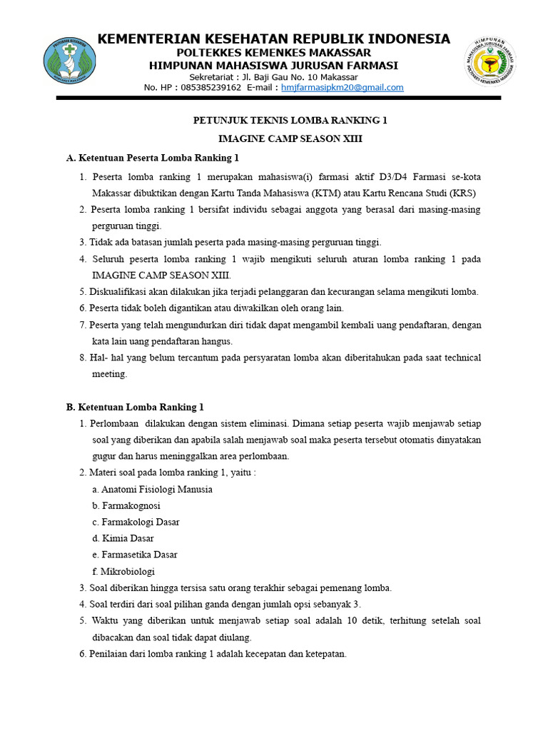 Juknis Lomba Ranking 1 | PDF