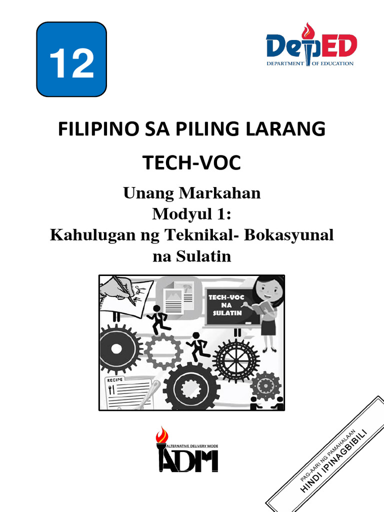 Fil-12_Filipino-Tech-Voc_Q1_Mod1_Wk1 | PDF