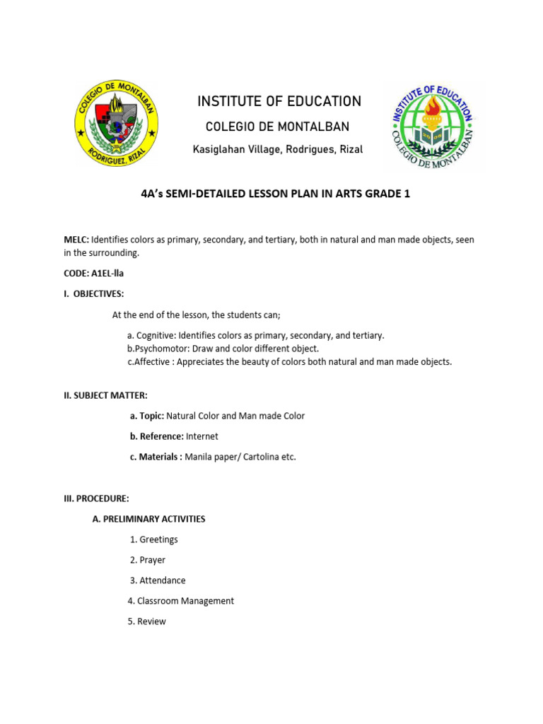 Arts Lesson Plan Pdf