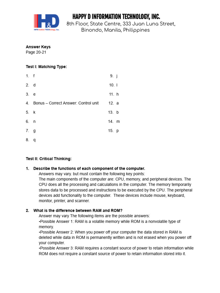 Unit1 Lesson 2 Page 20 | PDF | Computer Data Storage | Random Access Memory