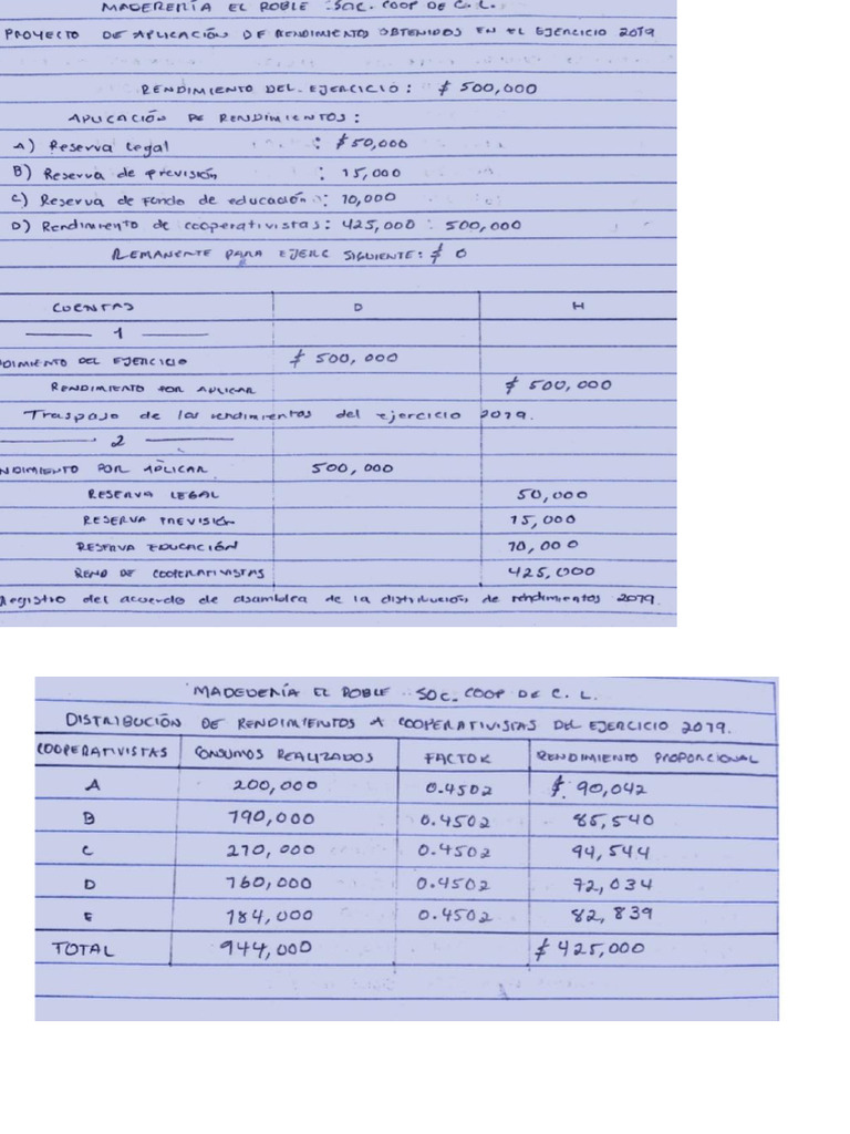 Tarea IV-2. - Proyecto Aplicacion de Rendimientos Soc. Coop. | PDF
