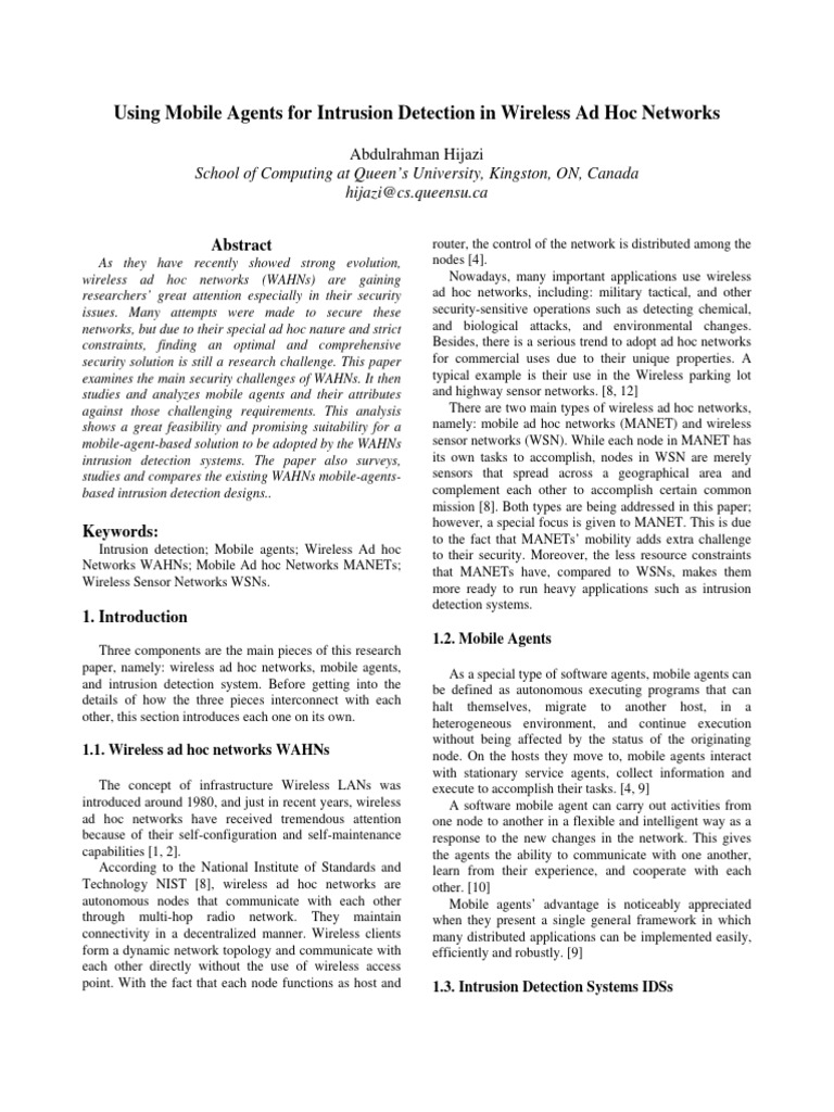 Using Mobile Agents For Intrusion Detect Pdf