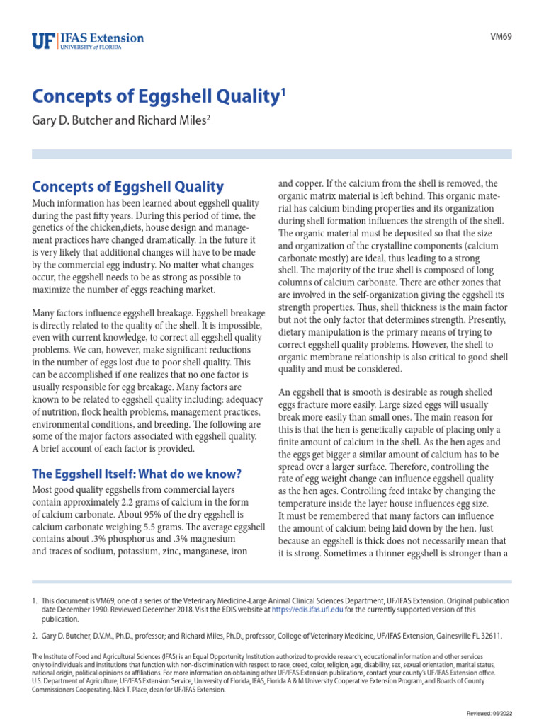 Egg Shell Quality | PDF | Nutrients | Egg