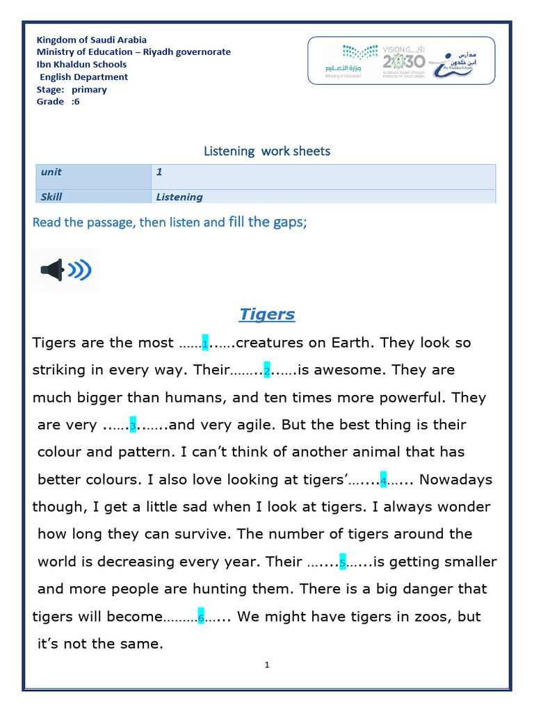 Listening Worksheets. | PDF