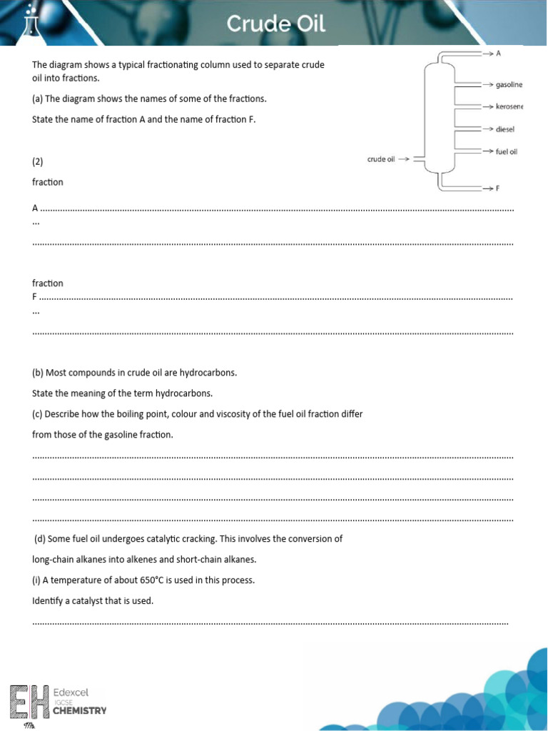 The Diagram Shows A Typical Fractionating Column Used To Separate Crude ...