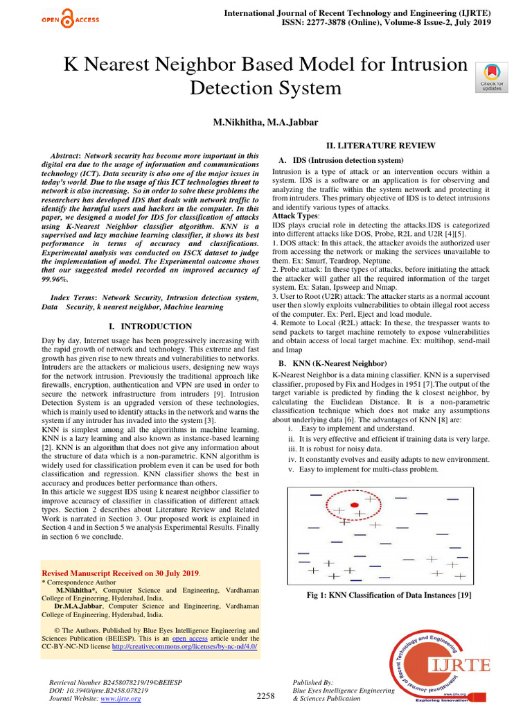 K Nearest Neighbor Based Model For Intrusion Detection System | PDF | Accuracy And Precision ...
