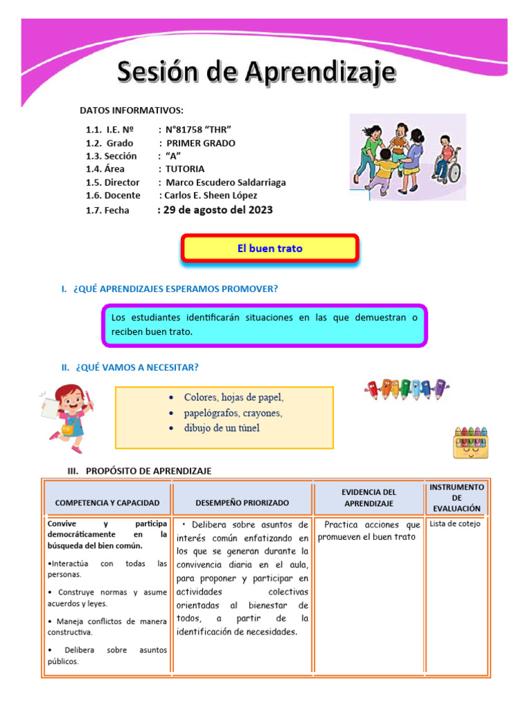 SESION El Buen Trato-1 | PDF | Evaluación | Aprendizaje SESION El Buen Trato-1 | PDF | Evaluación | Aprendizaje