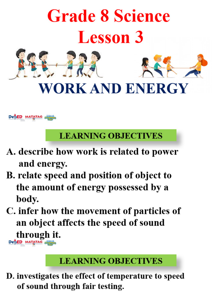 Science 8 Lesson 2 Work and Energy | PDF