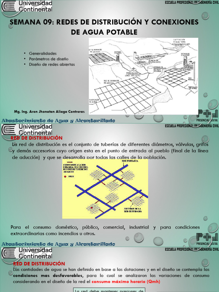 Semana 09 Redes de Dsitribucion y Conexiones Domiciliarias Agua Potable Ok | PDF