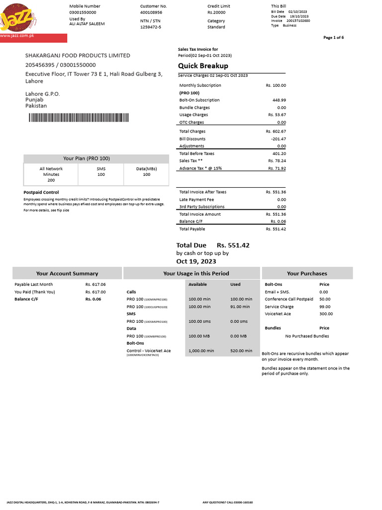 Line Statement Summary | Download Free PDF | Fee | Taxes