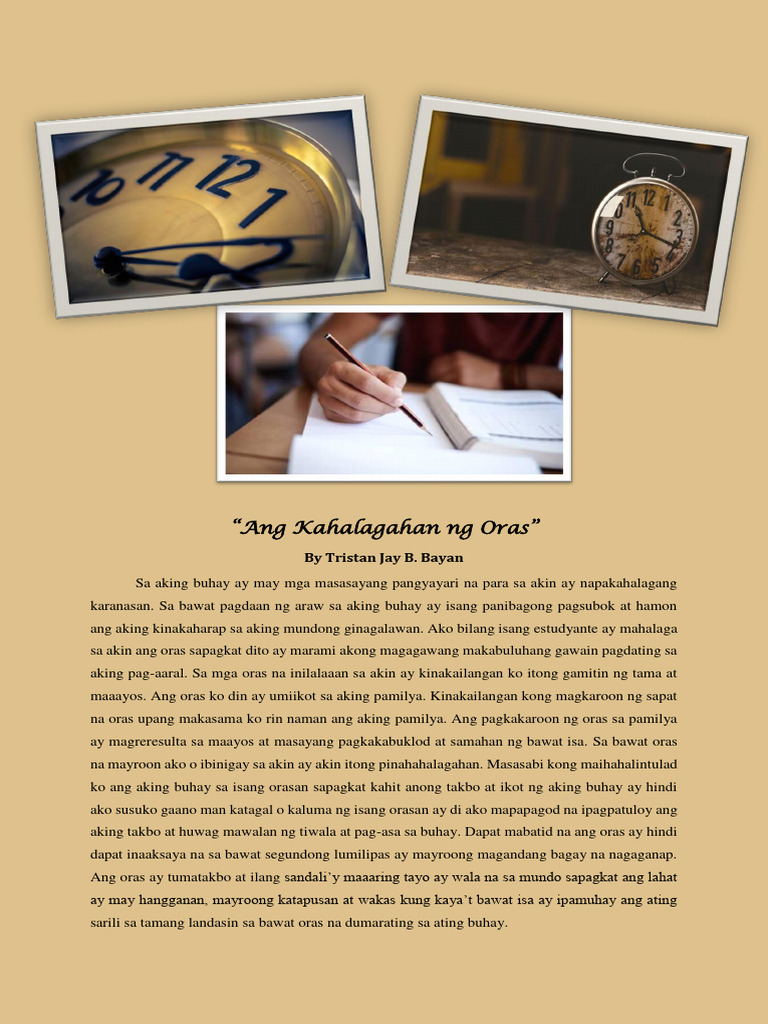 Ang Kahalagahan Ng Oras | PDF