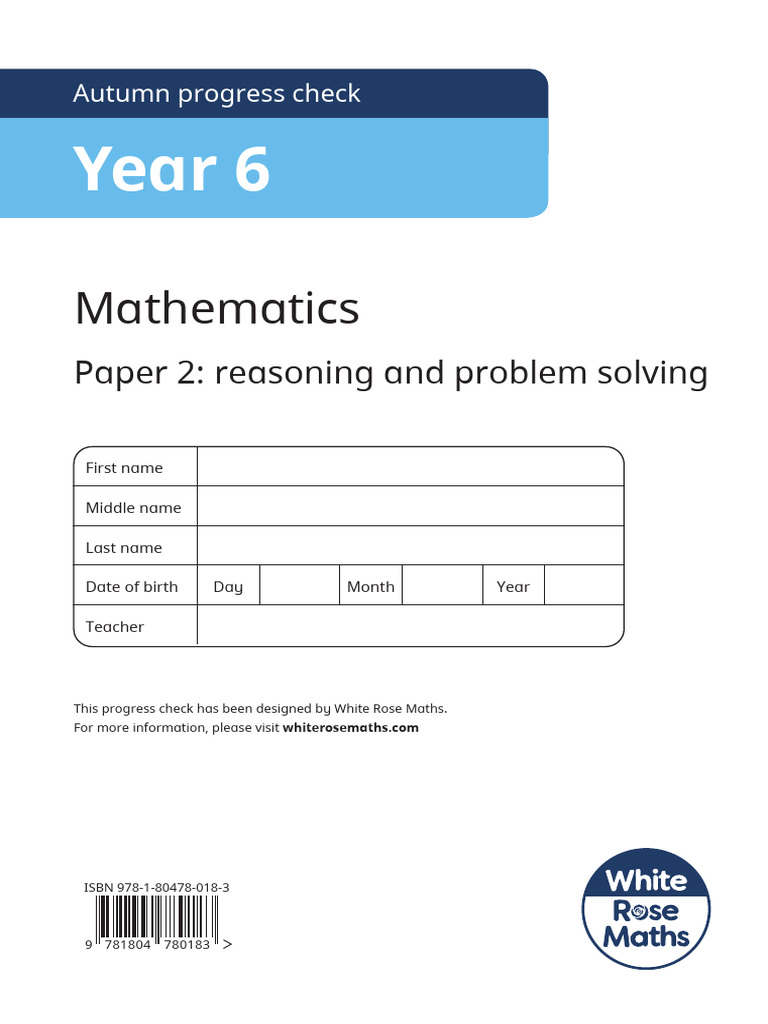Year 6 Mathematics 2022 Autumn White Rose Reasoning Problem Solving ...