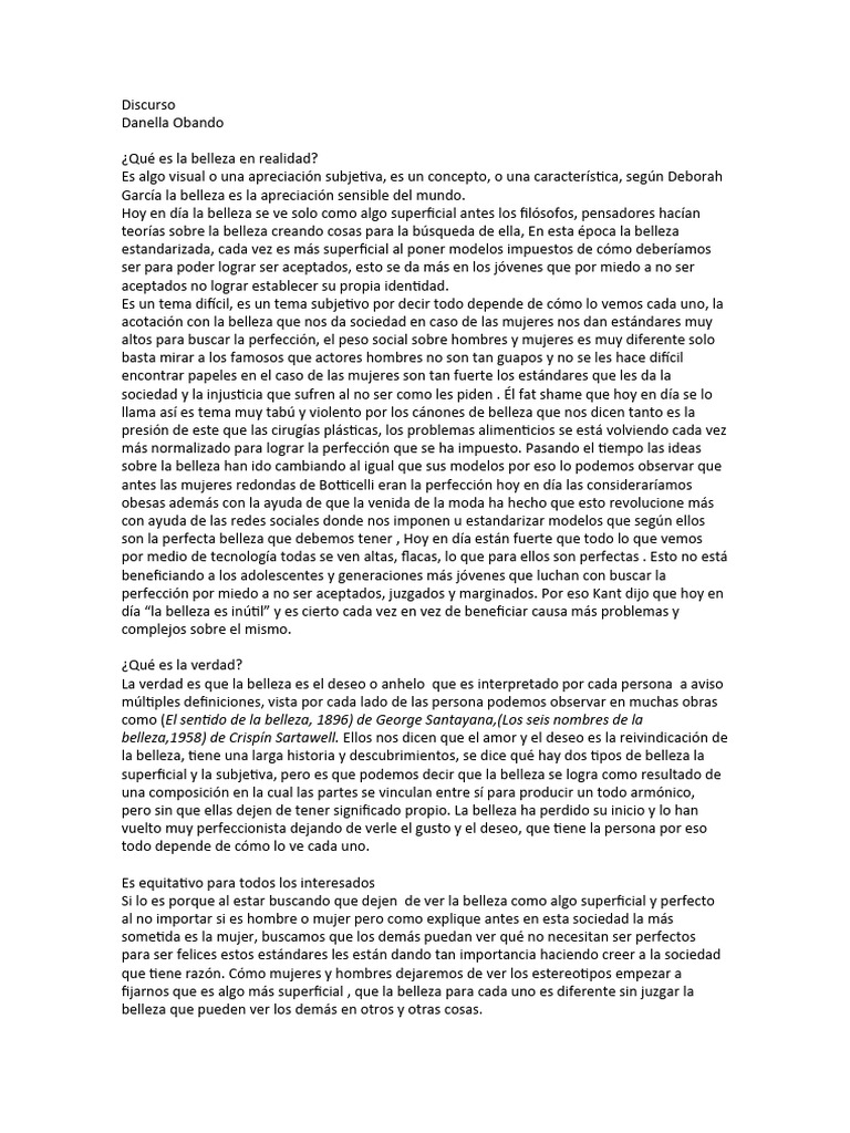 La Belleza: Un Concepto Subjetivo y Cambiante | PDF | Belleza