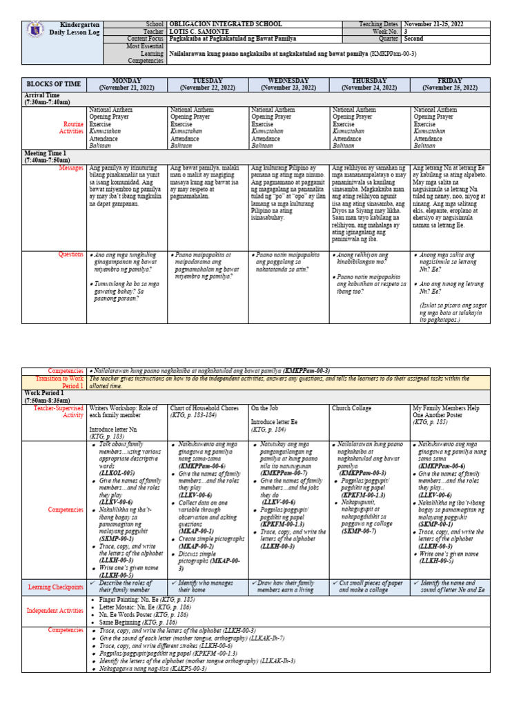 Kindergarten DLL MELC Q2 Week 3 Asf | PDF
