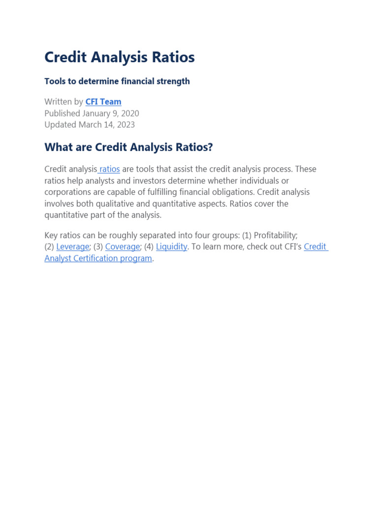Credit Control Ratios | PDF