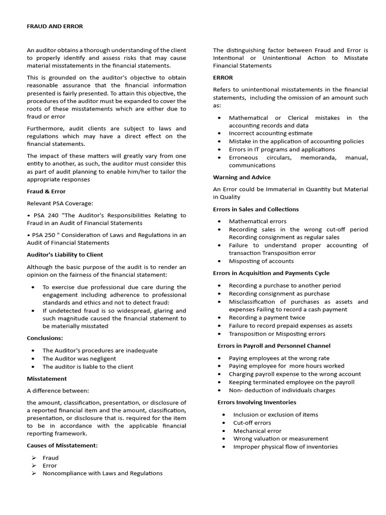 Fraud and Error | PDF