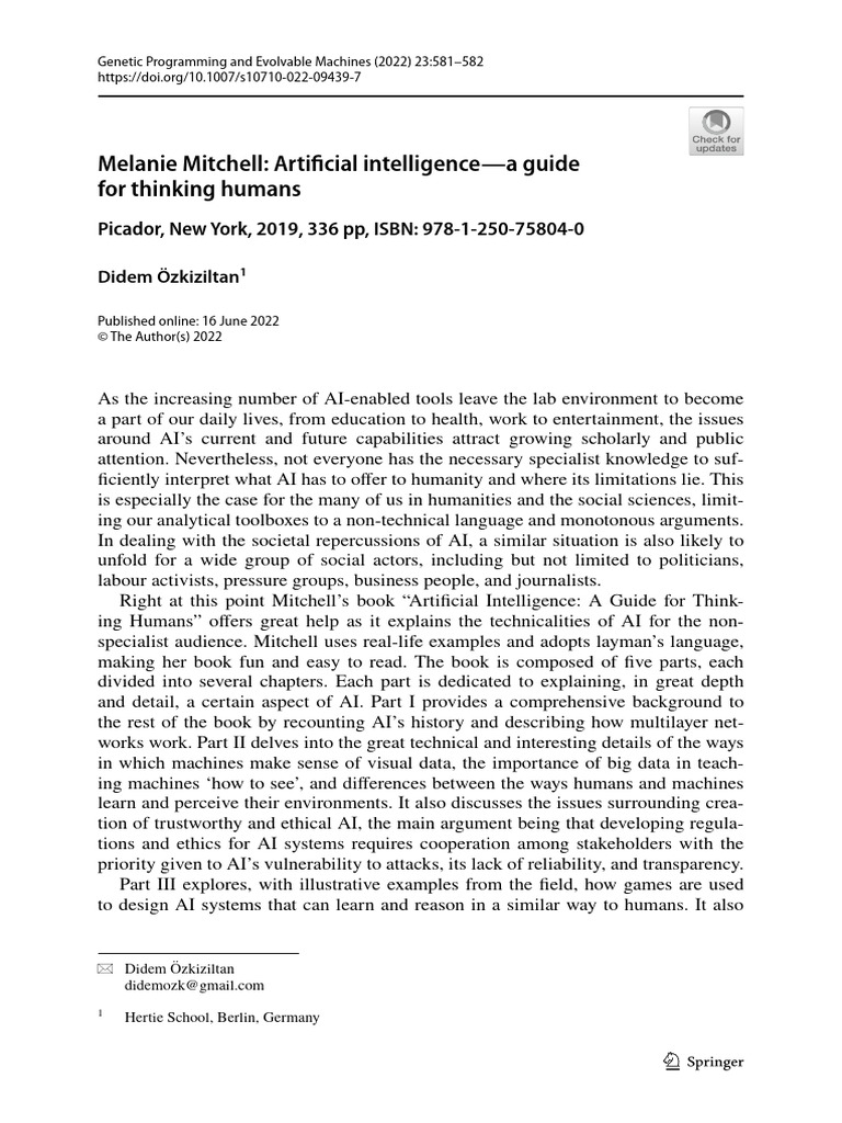 Melanie Mitchell: Artificial Intelligence-A Guide For Thinking Humans ...