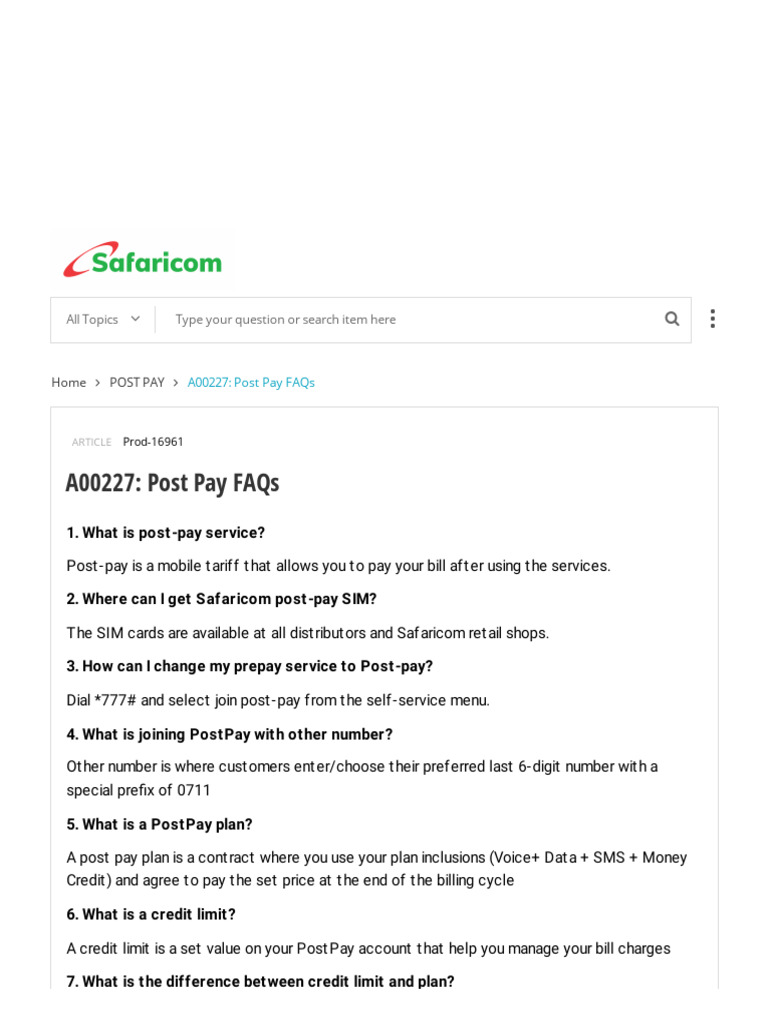 A00227_ Post Pay FAQs | PDF | Economies | Business