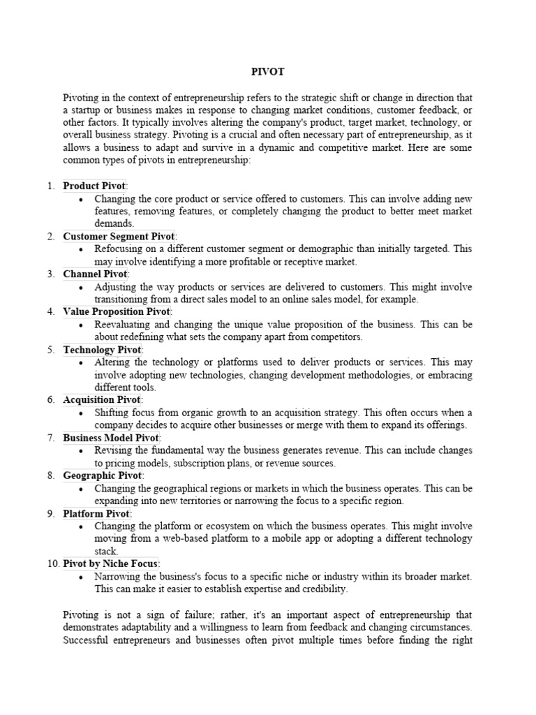 Pivot | PDF | Lean Startup | Entrepreneurship