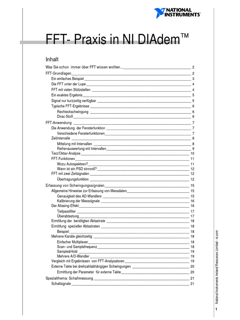 FFT in DIAdem - Skript | PDF