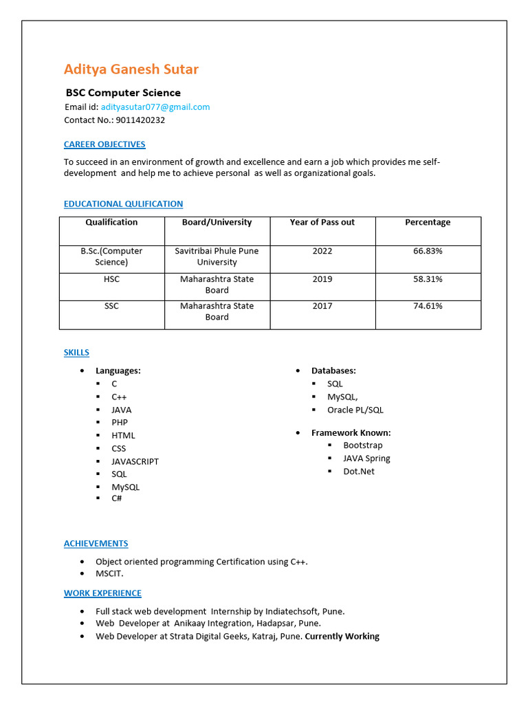 Aditya - S CV | PDF
