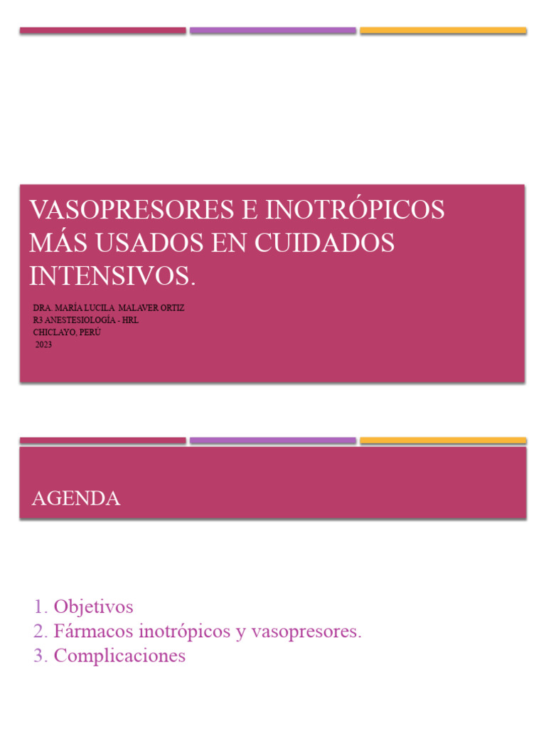 Vasopresores e Inotrópicos Más Usados en Cuidados Intensivos | PDF ...