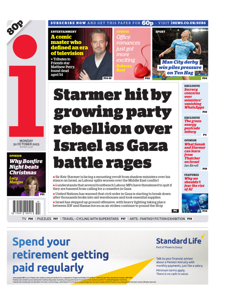 The I Newspaper - Issue 4036 (30 Oct 2023) | PDF