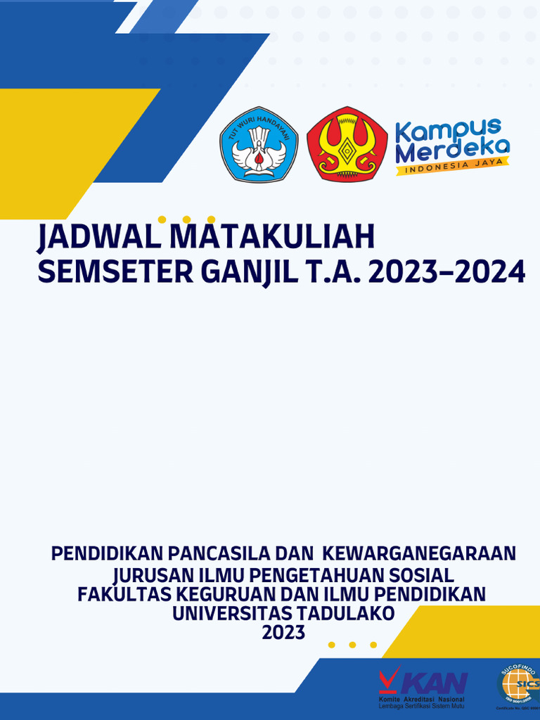 JADWAL KULIAH PPKN SEMESTER GANJIL 2023-2024 | PDF